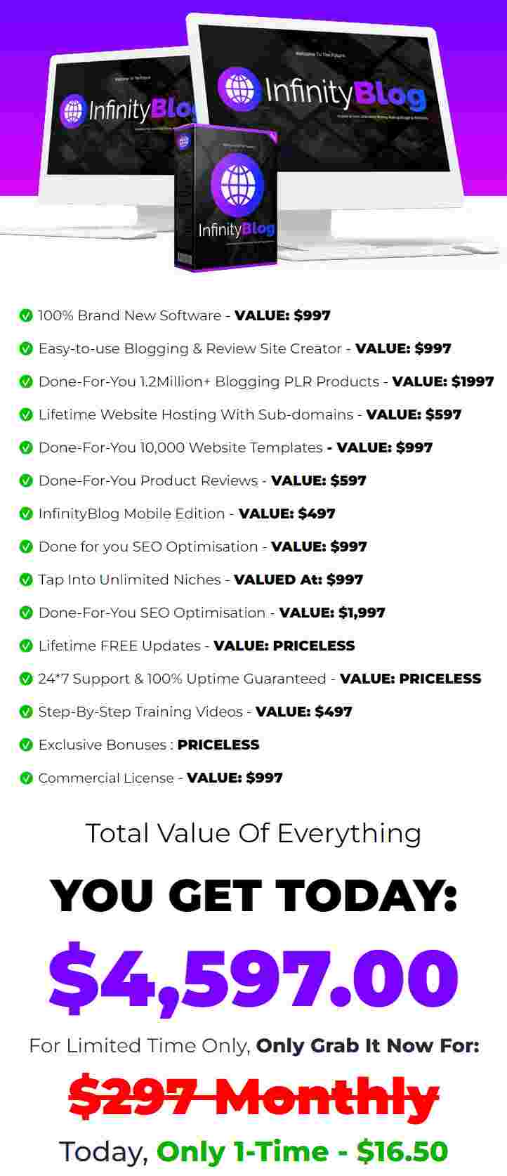 InfinityBlog Review | Benefits And Cons-OTO-Bonuses & Demo